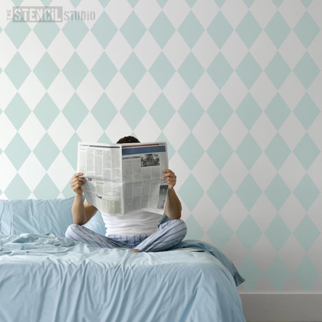 Jester Stencil - Diamond Pattern Allover Wall Stencil From the Stencil ...