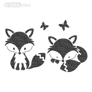 Foxes Stencil - Fox Stencil Set of 2 - Fox Nursery Decor Stencils ...