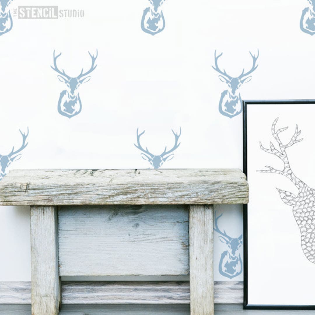 Stags Head Stencil From the Stencil Studio. Reusable Home Decor & DIY ...