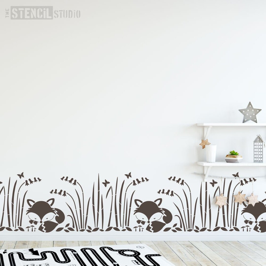 Fox Border Stencil, Woodland Stencils, Border Stencils for Nursery ...