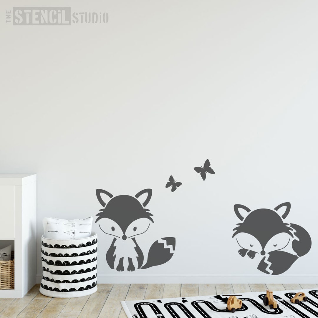 Foxes Stencil - Fox Stencil Set of 2 - Fox Nursery Decor Stencils ...