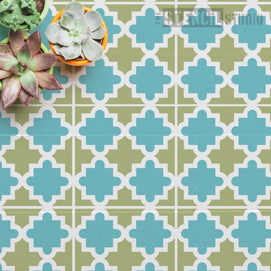 Whiteshill Tile Repeat Stencil - Reusable Repeat Pattern Stencil to ...