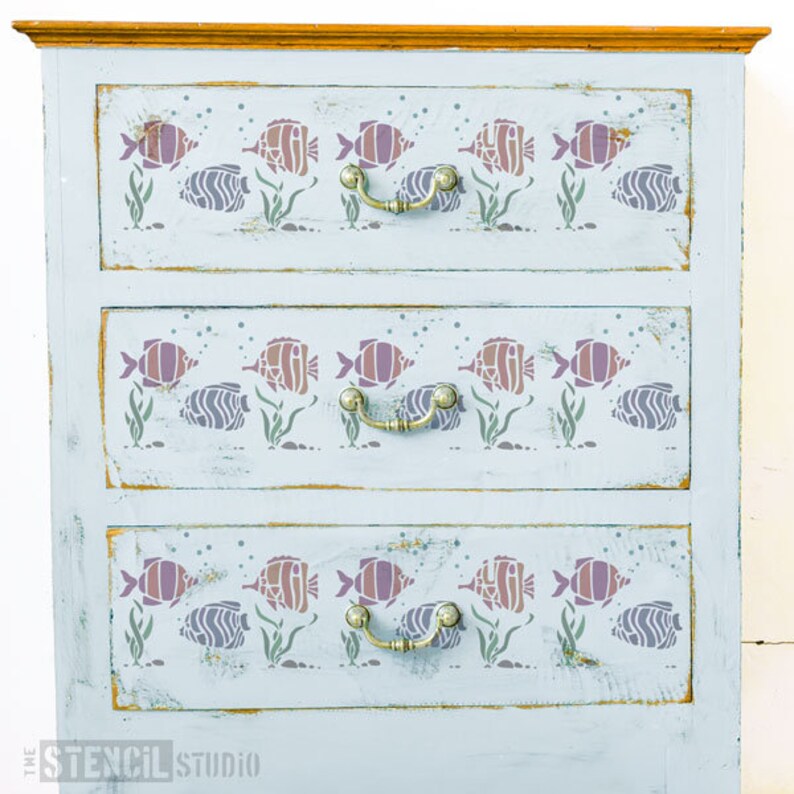 Tropical Fish Border Stencil from The Stencil Studio. Fishy | Etsy