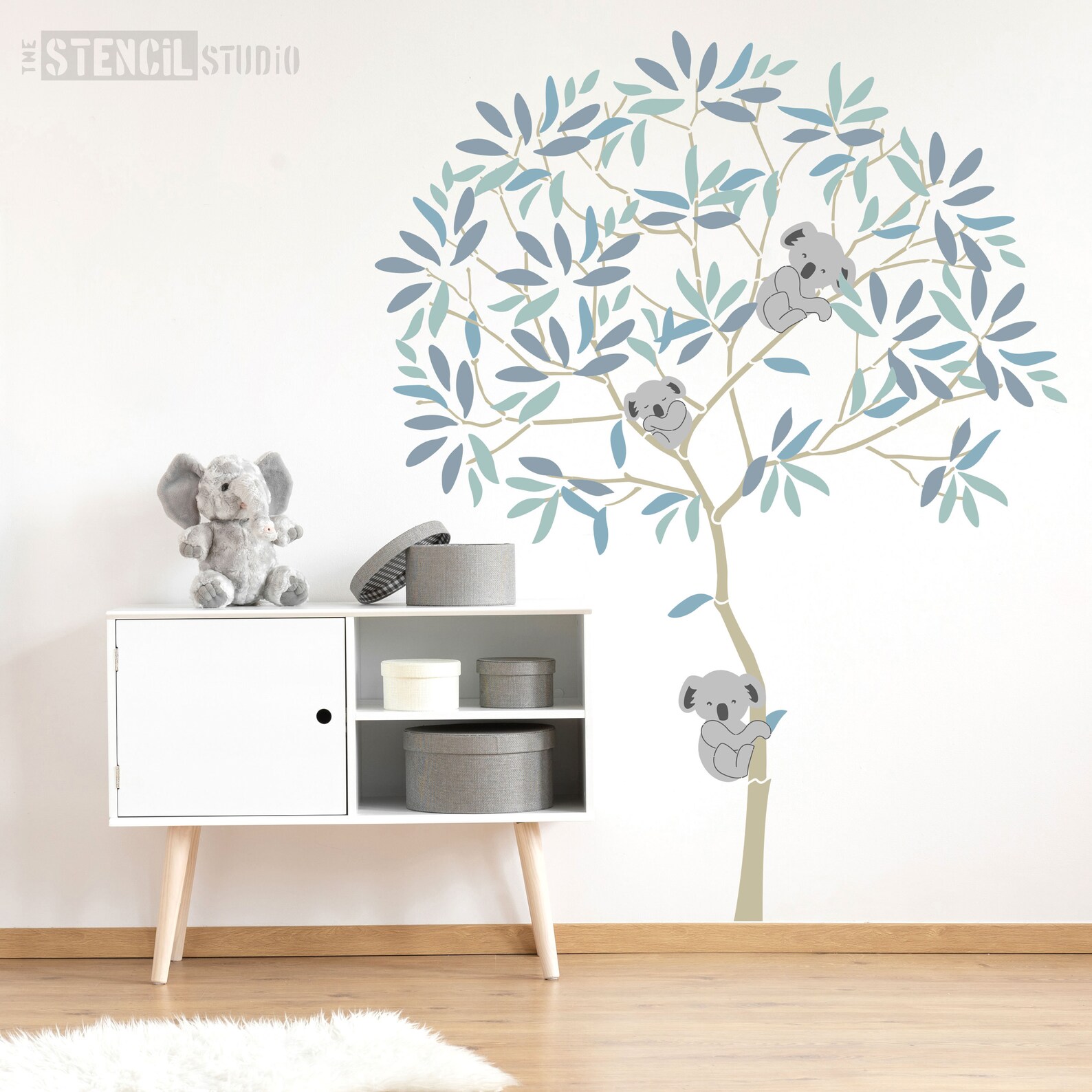 Koala Tree Nursery Wall Stencil Eucalyptus Tree Stencils - Etsy