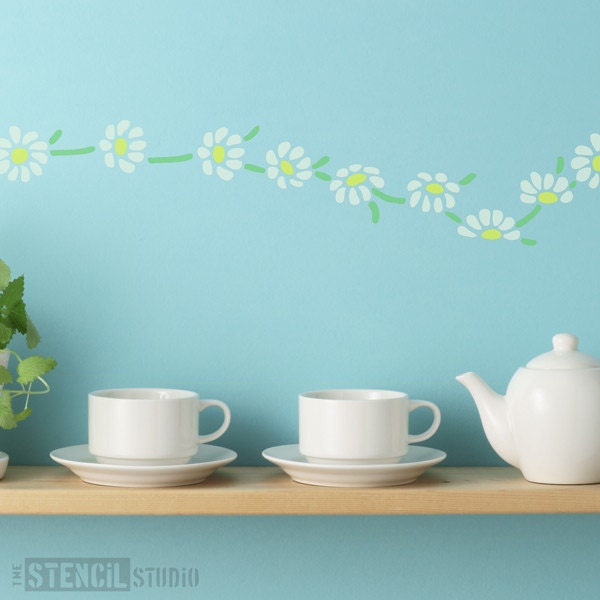 Daisy Chain Stencil - Daisy Flower Stencils - Floral Stencils - Nursery ...