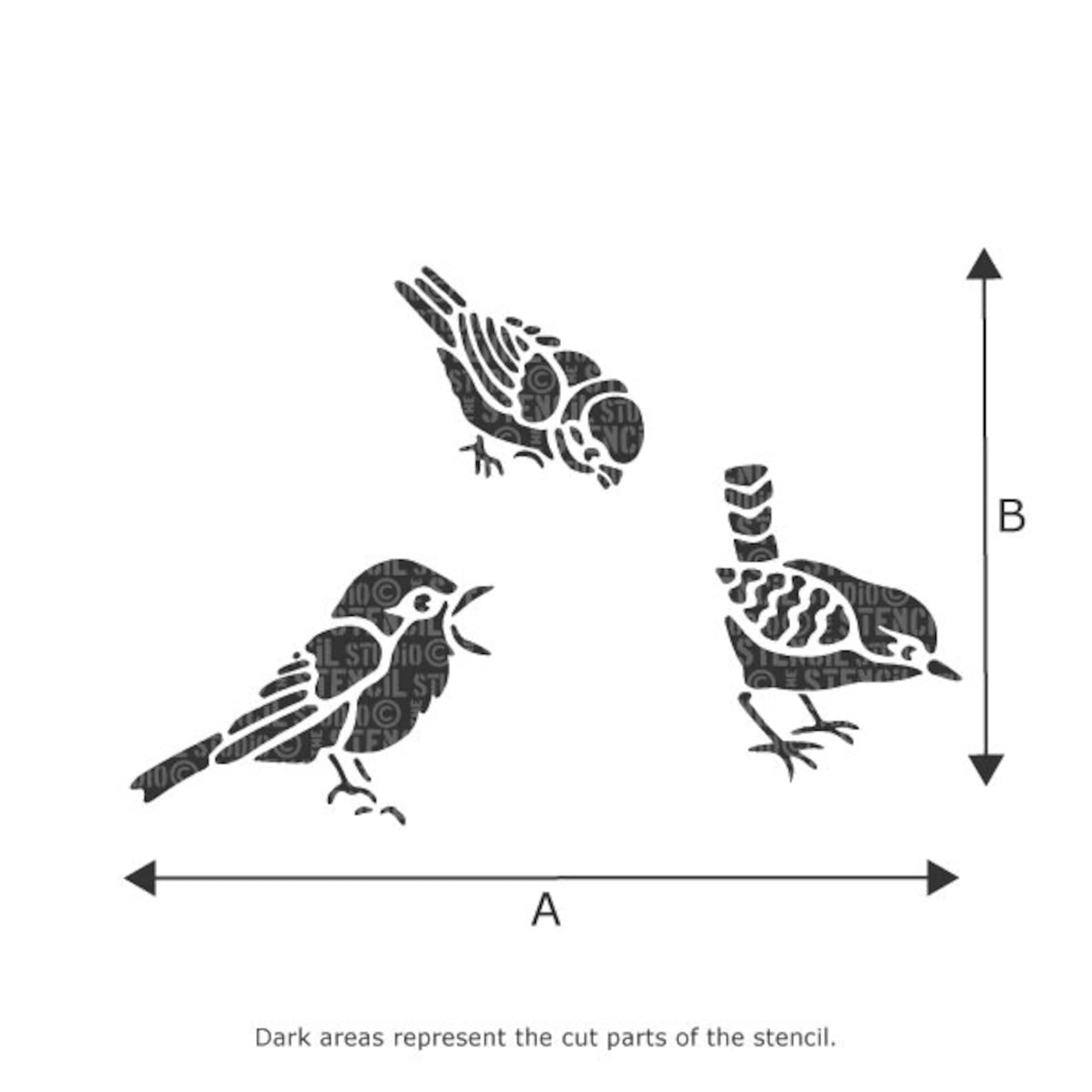 Birds Stencil Robin Wren & Bluetit Reusable Bird Wall - Etsy