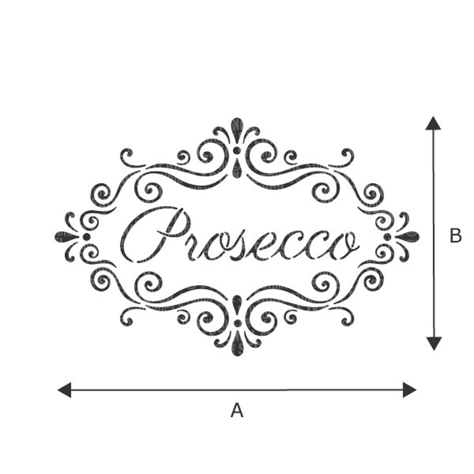 Prosecco Text and Frame Stencil - Shabby Chic Home Decoration Stencils ...