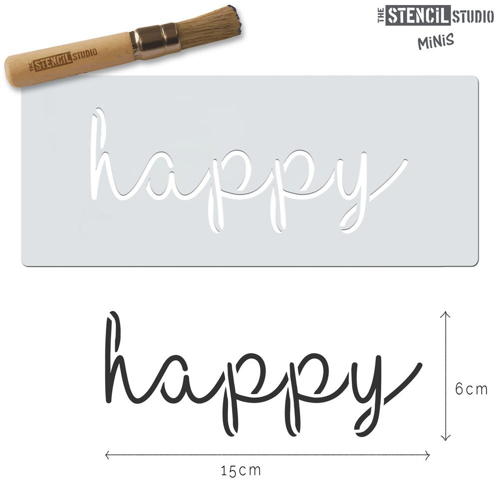 Happy Text Stencil - Stencil Minis From the Stencil Studio. Handy ...
