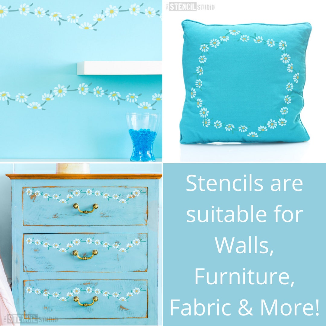 Daisy Chain Stencil - Daisy Flower Stencils - Floral Stencils - Nursery ...