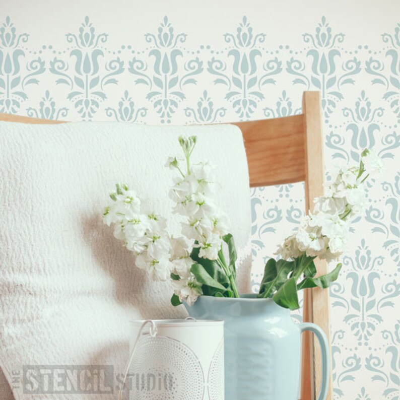 Scandi Damask Stencil From the Stencil Studio. Reusable Home Decor ...