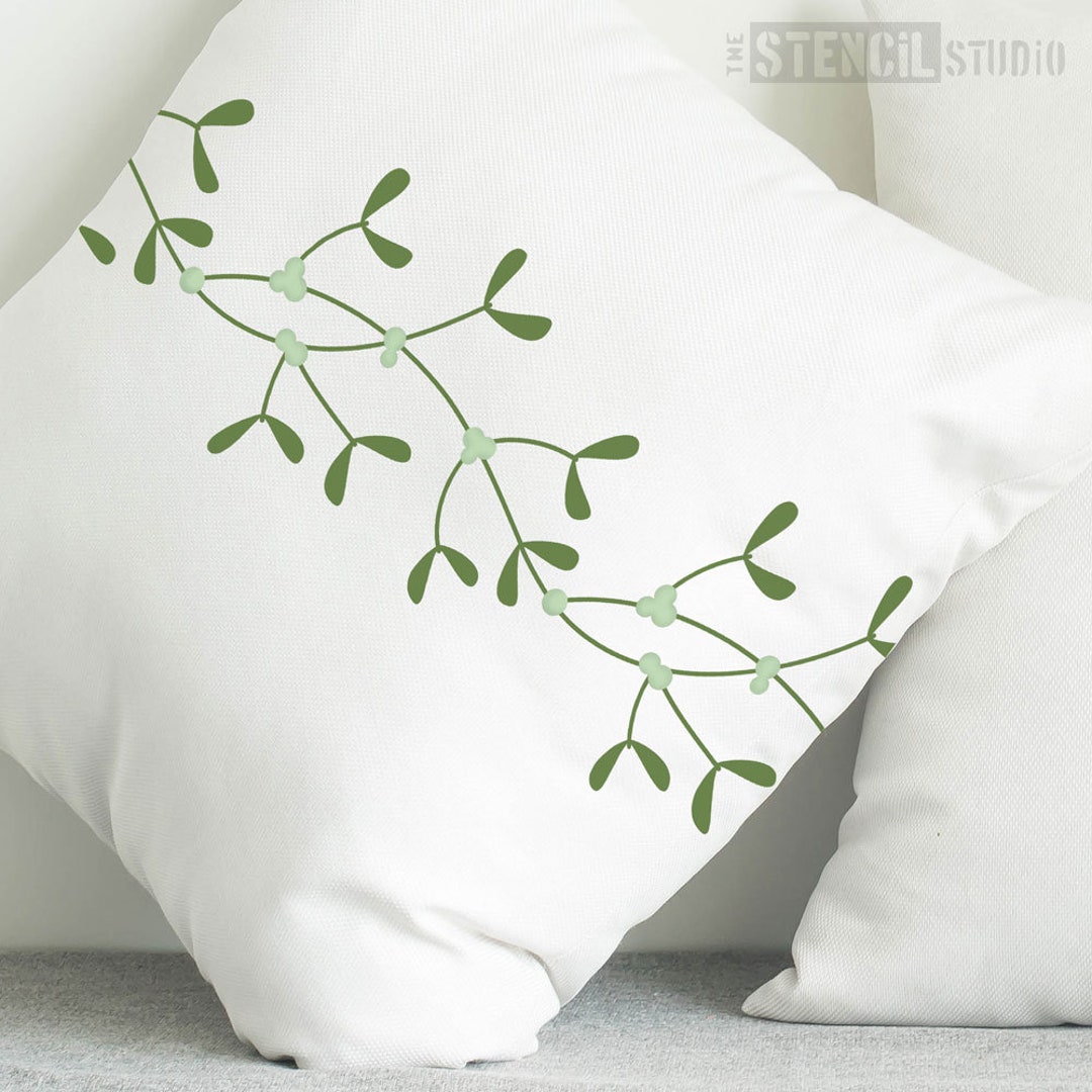 Mistletoe Border Stencil Mistletoe Leaves and Berries Stencils ...