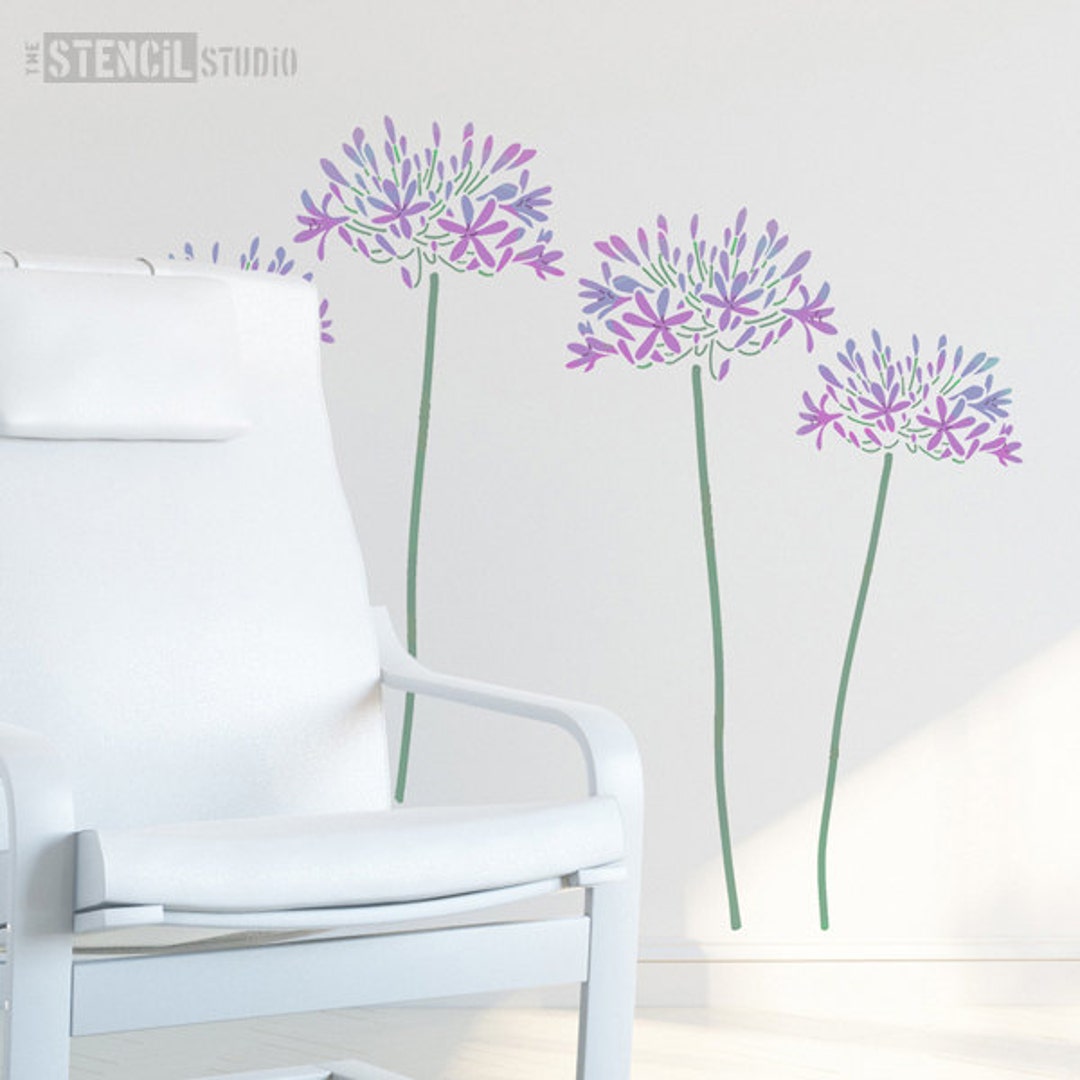 Agapanthus Flower Stems Stencil Reusable Floral Wall Stencil - Etsy