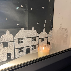 Christmas Window Decorations - Christmas Houses Festive Window Reusable Snow Spray Stencil ...