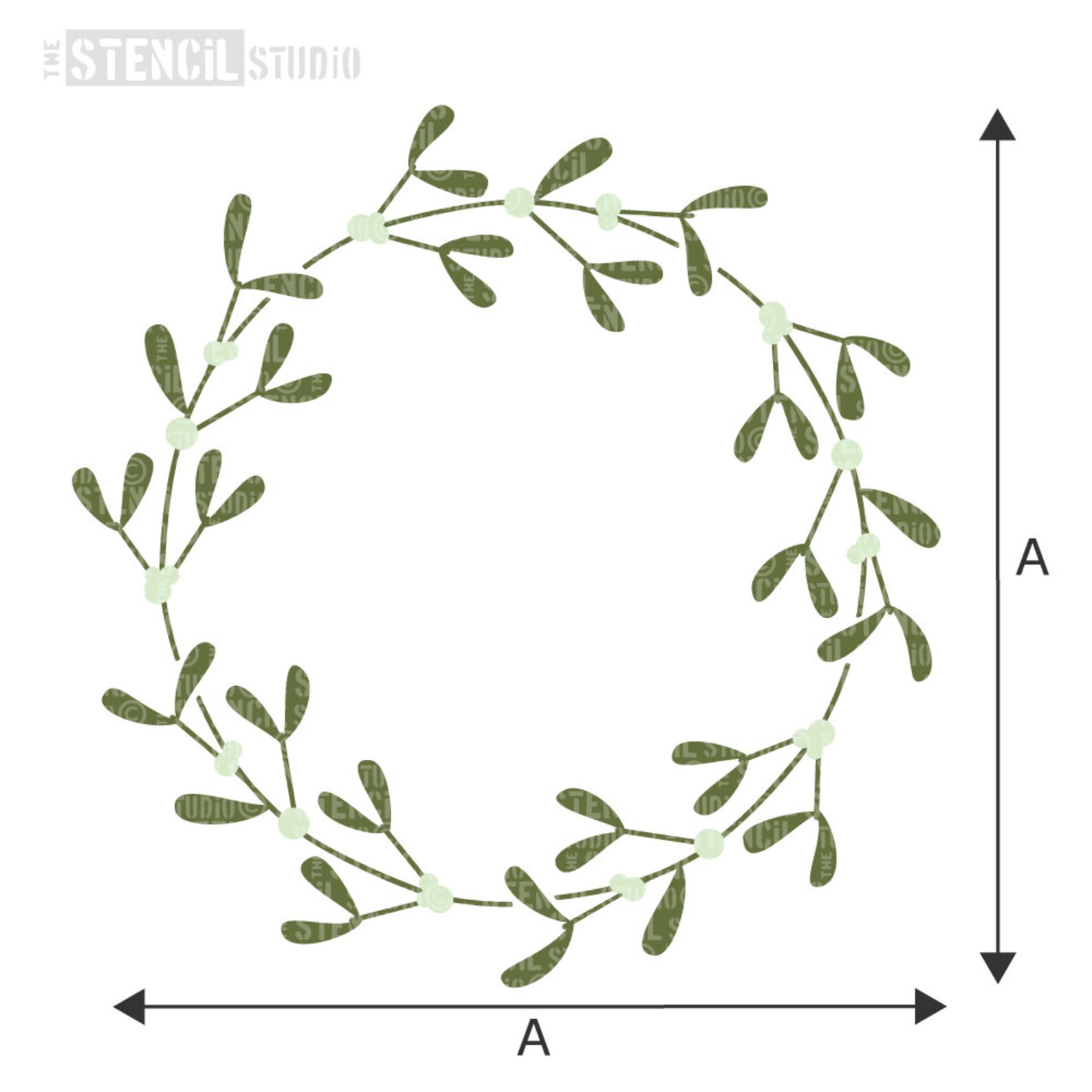 Mistletoe Wreath Stencil - Mistletoe Leaves and Berries Stencils ...