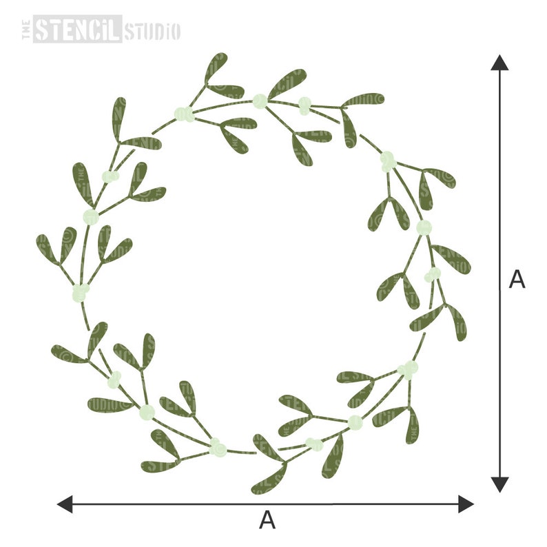 Mistletoe Wreath Stencil - Mistletoe Leaves and Berries Stencils ...