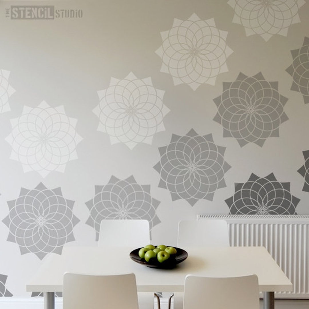 Lotus Flower Stencil Geometric Intricate Modern Zen Flower Reusable ...