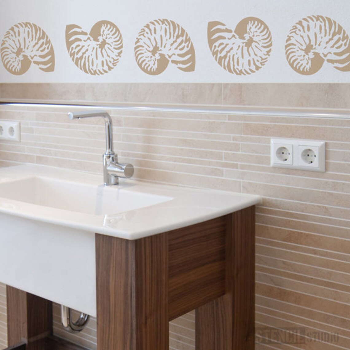 Nautilus Shell Stencil From the Stencil Studio. Bathroom Stencils. Wall ...