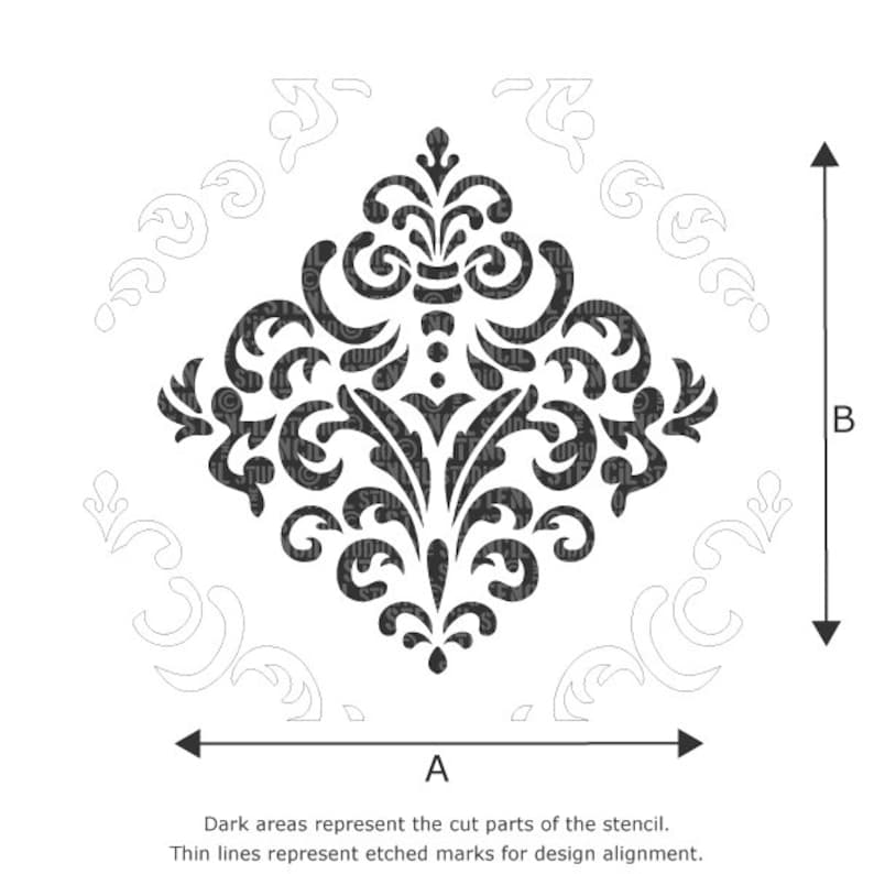 Diamond Damask Stencil From the Stencil Studio. Reusable | Etsy