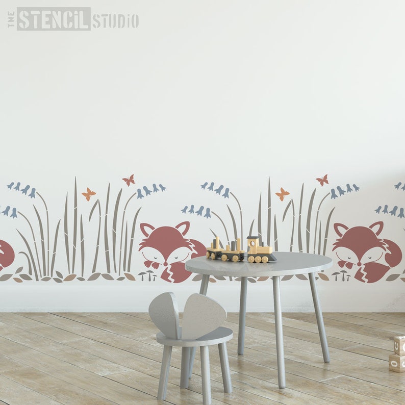 Fox Border Stencil Woodland Stencils Border Stencils for - Etsy