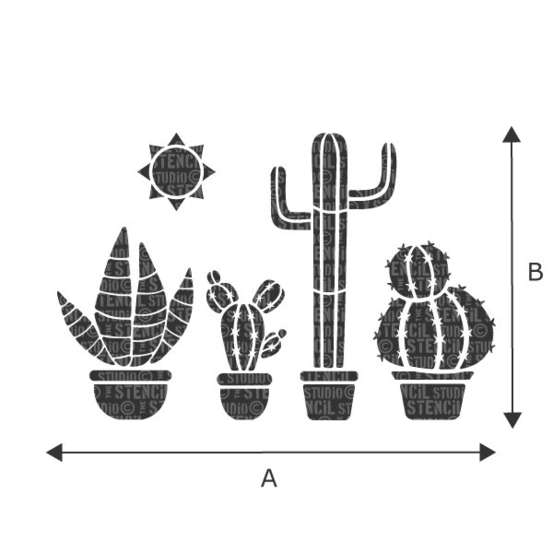 Cactus Border Stencil From the Stencil Studio. Reusable - Etsy