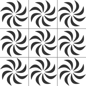 Pinwheel Tile Stencil - Sun Motif Tile Stencil - Stencils for Tiles ...
