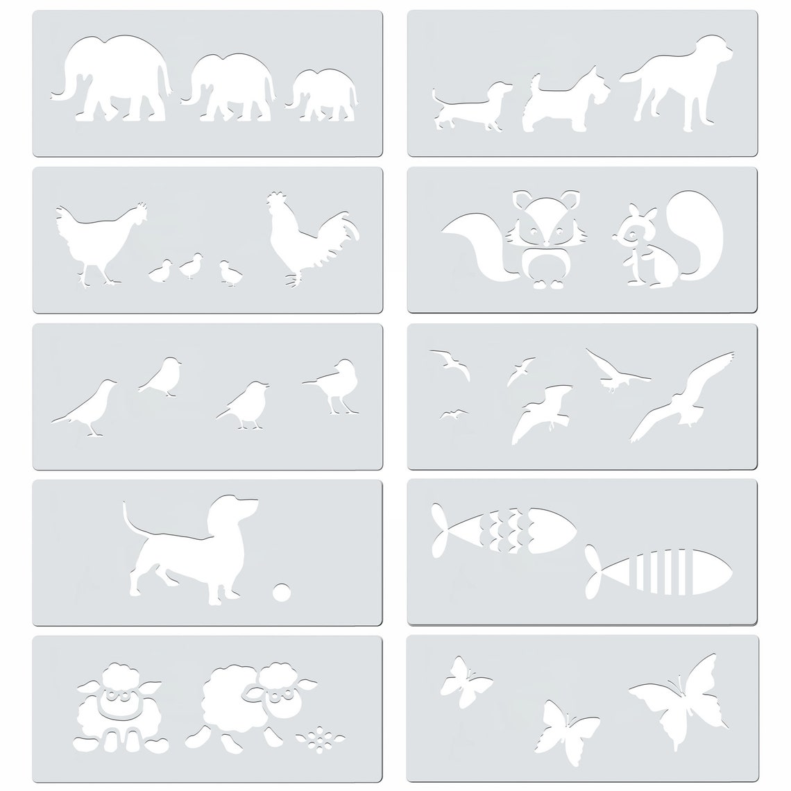 Animals - Set of 10 Stencil Minis From the Stencil Studio. Handy Little ...
