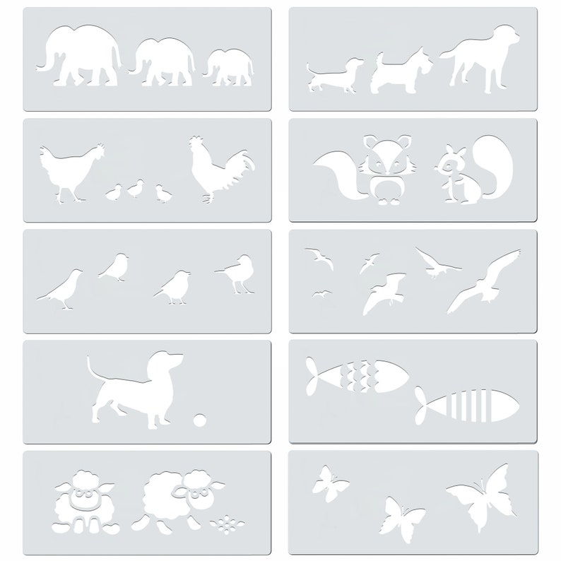 Animals Set of 10 Stencil Minis From the Stencil Studio. - Etsy