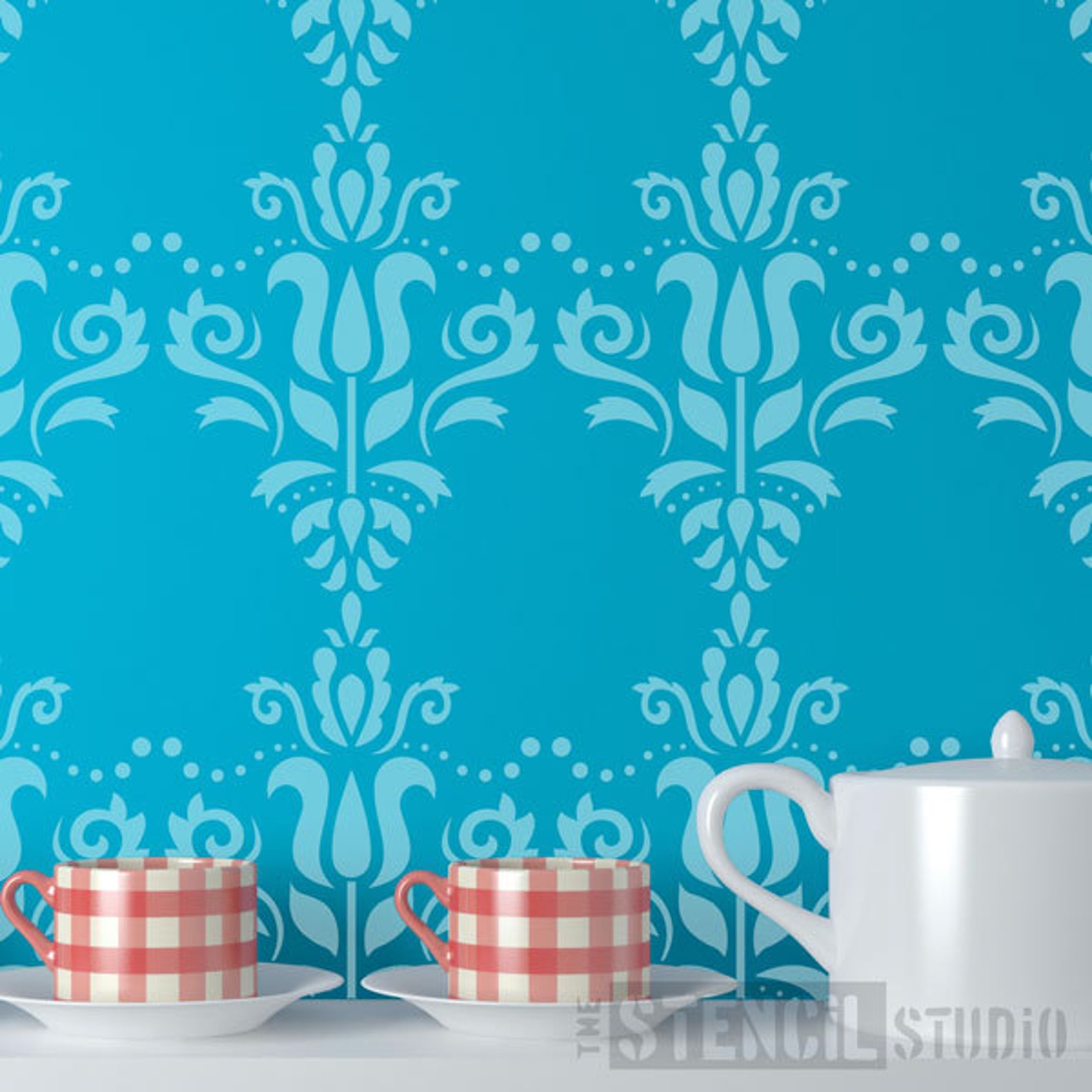 Scandi Damask Stencil From the Stencil Studio. Reusable Home Decor ...