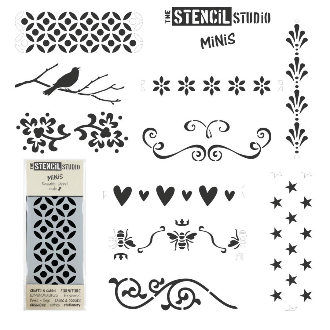 Shabby Chic - Set of 10 Stencil Minis From the Stencil Studio. Handy ...