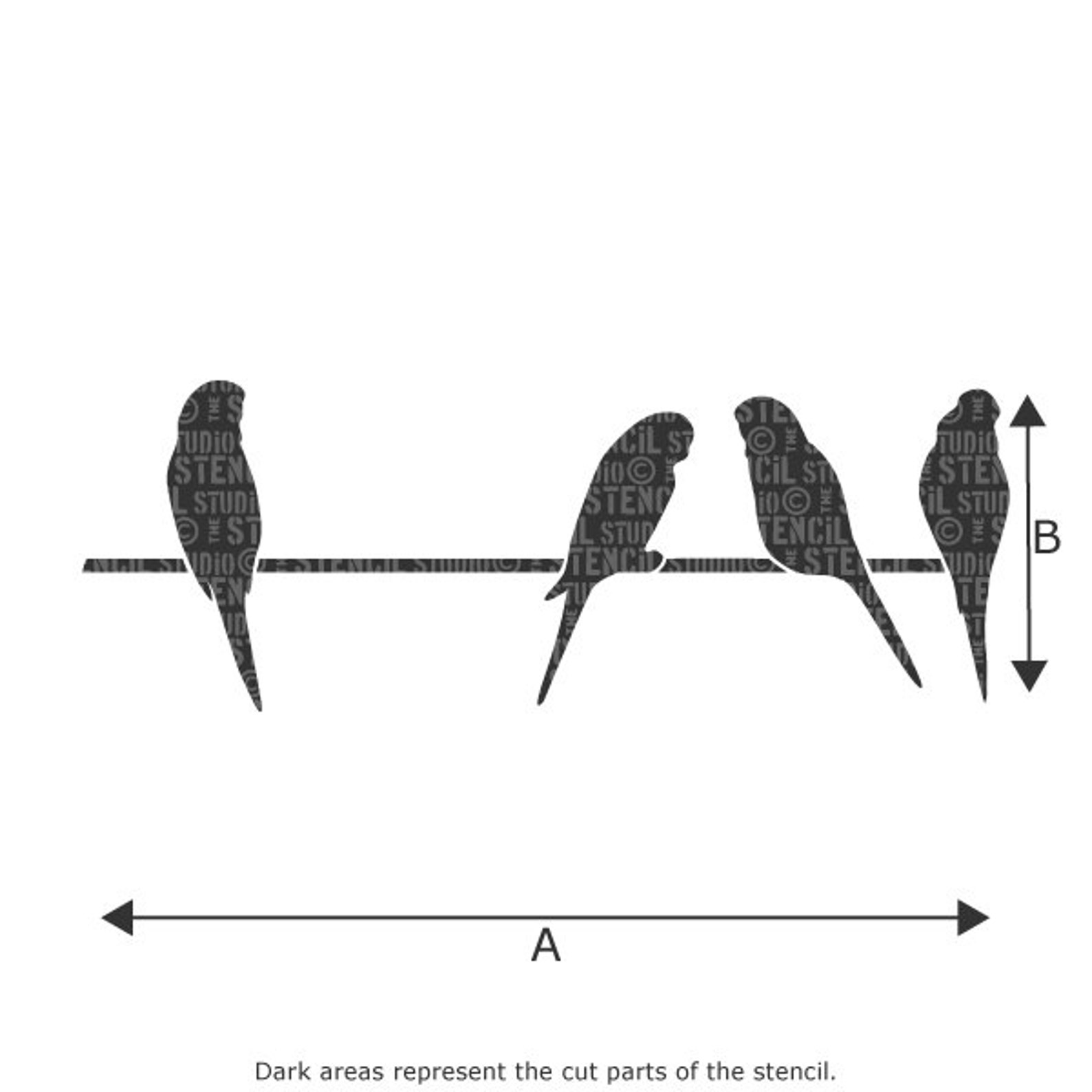 Budgies Border Stencil - Birds on Wire Stencil - Bird Stencils ...