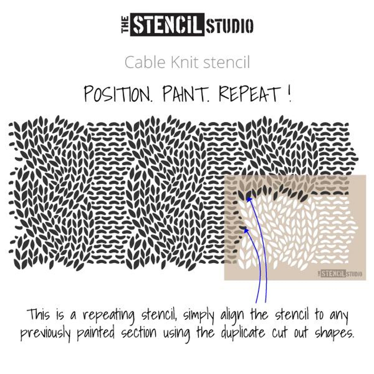 Cable Knit Repeat Pattern Stencil - Create Wallpaper Effect / Feature ...