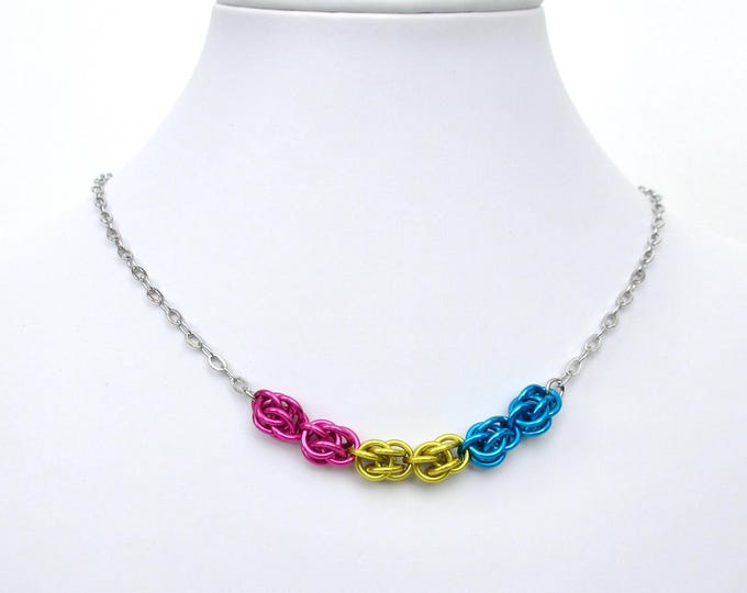 Pansexual Pride Chainmail Necklace: Anodized Aluminum Sweetpea Weave - Etsy
