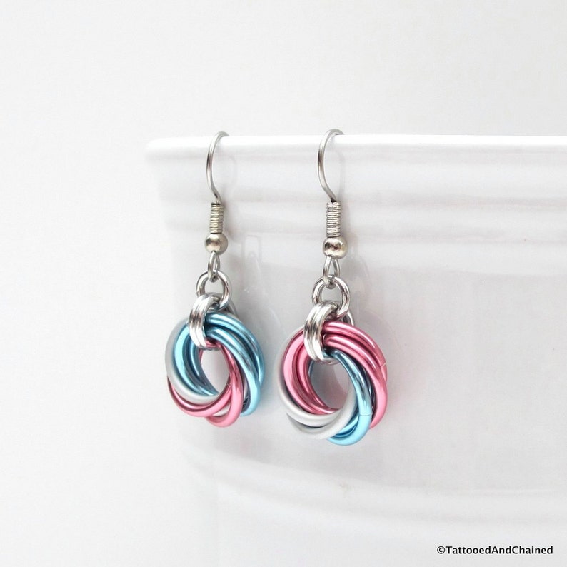 Transgender Pride Earrings Love Knot Chainmail Trans Pride - Etsy
