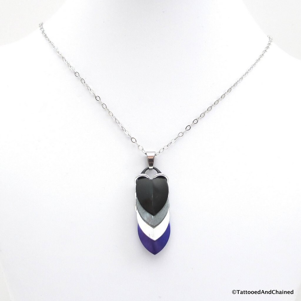 Ace pride pendant necklace chainmail scale pendant asexual | Etsy