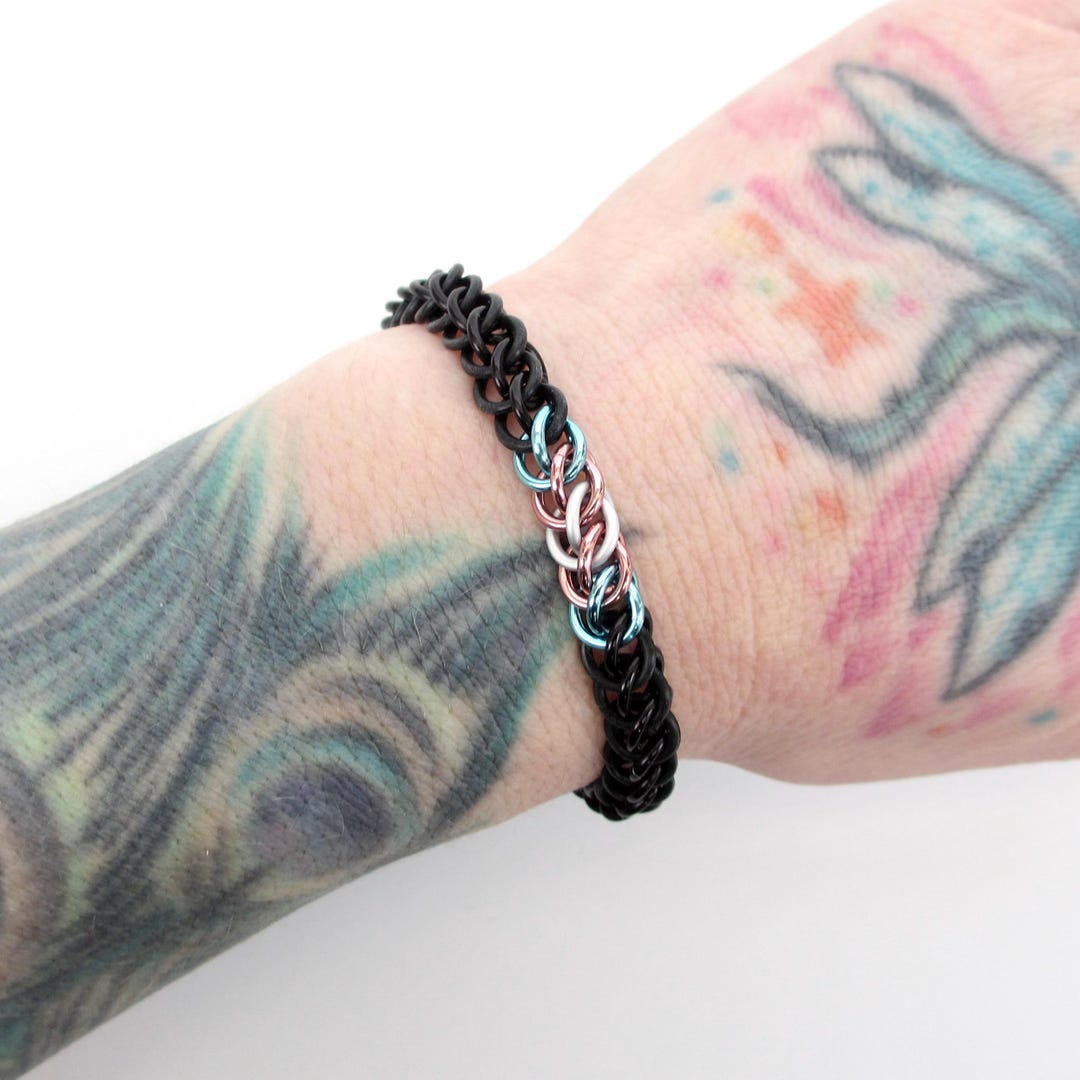 Transgender Pride Flag Stretch Bracelet: Discreet LGBTQ Chainmail ...