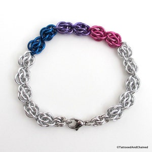 Bisexual Pride Bracelet, Chainmail Sweetpea Weave, Bi Pride Jewelry - Etsy