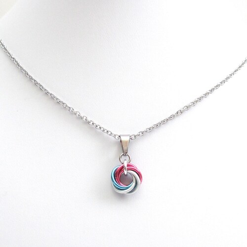 Transgender Pride Pendant Necklace Chainmail Love Knot Trans - Etsy