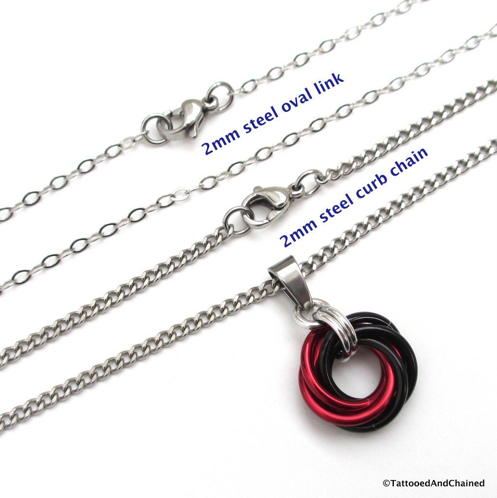 Red and Black Pendant Necklace, Chainmail Love Knot Jewelry - Etsy