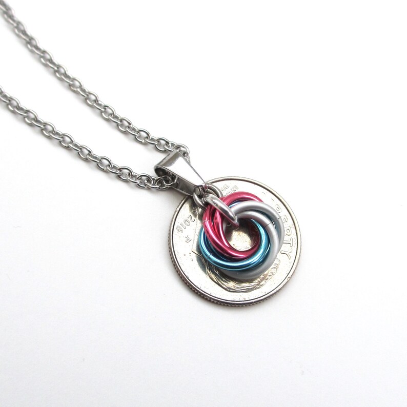 Transgender Pride Pendant TINY Chainmail Love Knot Trans - Etsy