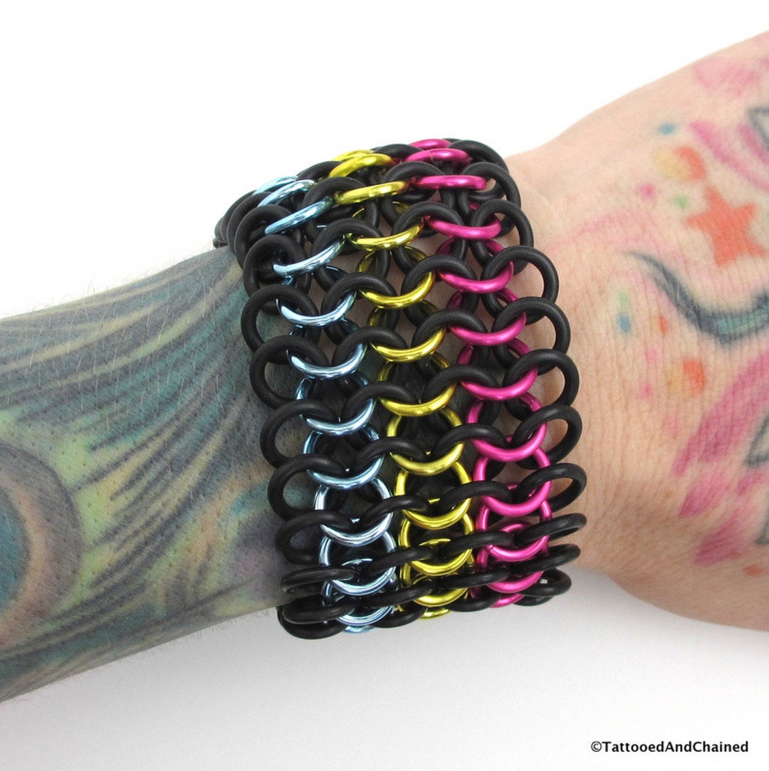 Pan Pride Bracelet, Stretchy Chainmail Cuff Bracelet for Women or Men ...