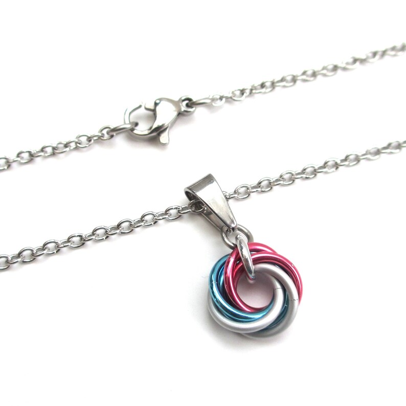Transgender Pride Pendant TINY Chainmail Love Knot Trans - Etsy
