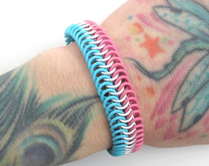 Transgender Pride Bracelet Stretchy Chainmail Bracelet Trans - Etsy