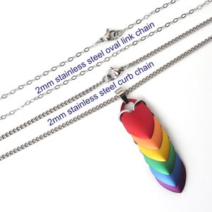 Gay Pride Pendant, Rainbow LGBTQ Flag Necklace, Chainmail Scale Charm ...