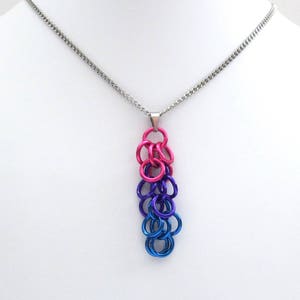 Chainmail Bisexual Pride Pendant, Shaggy Loop Weave; Pink Purple Blue ...
