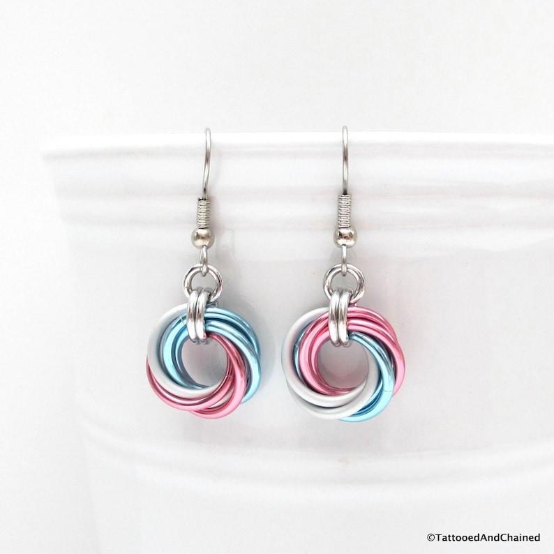 Transgender Pride Earrings Love Knot Chainmail Trans Pride - Etsy