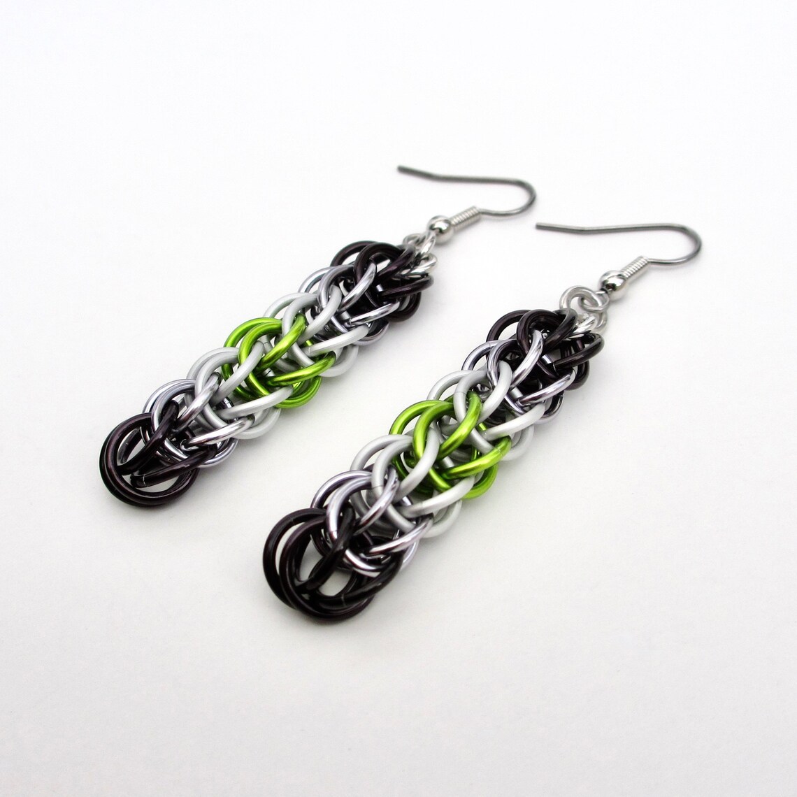 Agender Pride Flag Earrings, Full Persian Chainmail Weave, LGBTQ ...