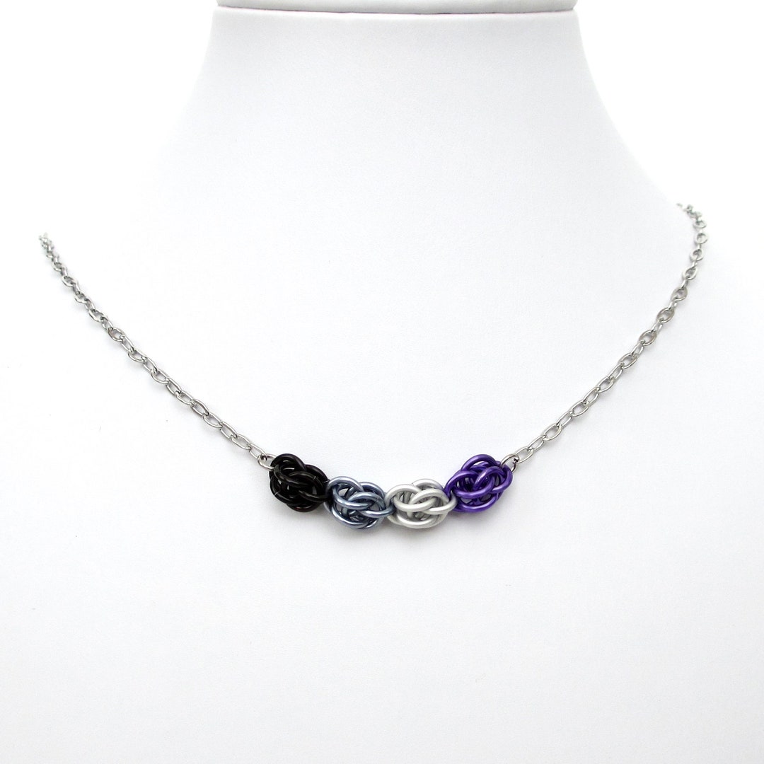Ace Pride Necklace, Chainmail Sweetpea Weave, Asexual Pride Jewelry - Etsy