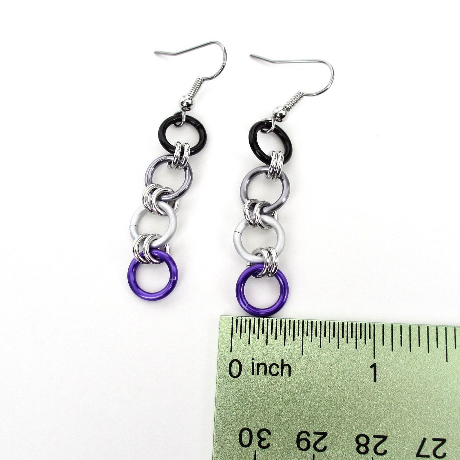 Asexual Pride Flag Earrings, Simple Chain LGBTQ Chainmail Jewelry - Etsy