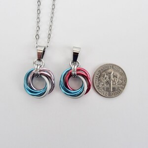 Transgender Pride Pendant Necklace, Chainmail Love Knot, Trans Pride ...