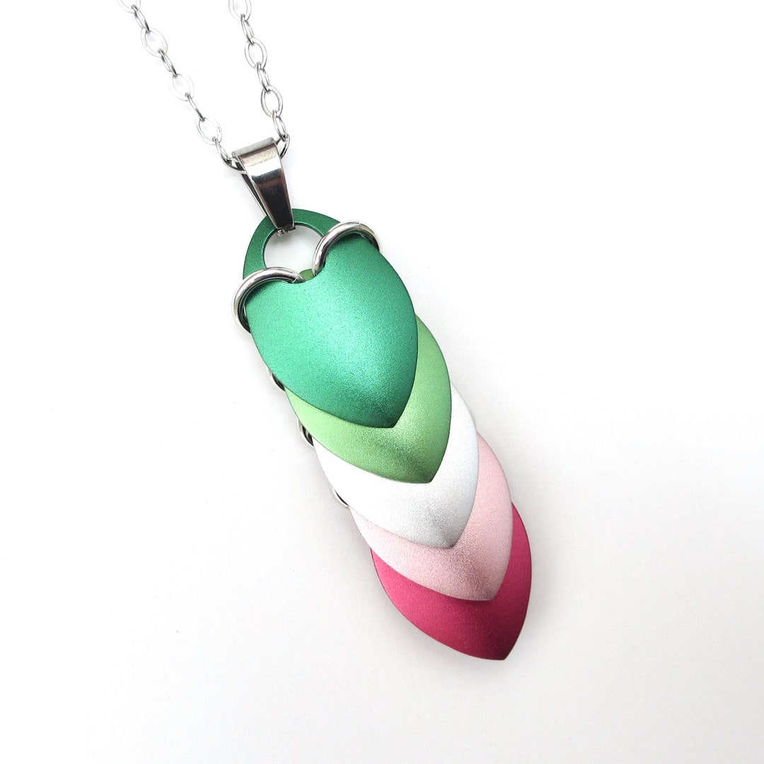 Abrosexual Pendant, 5 Color Abro Flag Chainmail Scales Necklace, LGBTQ ...